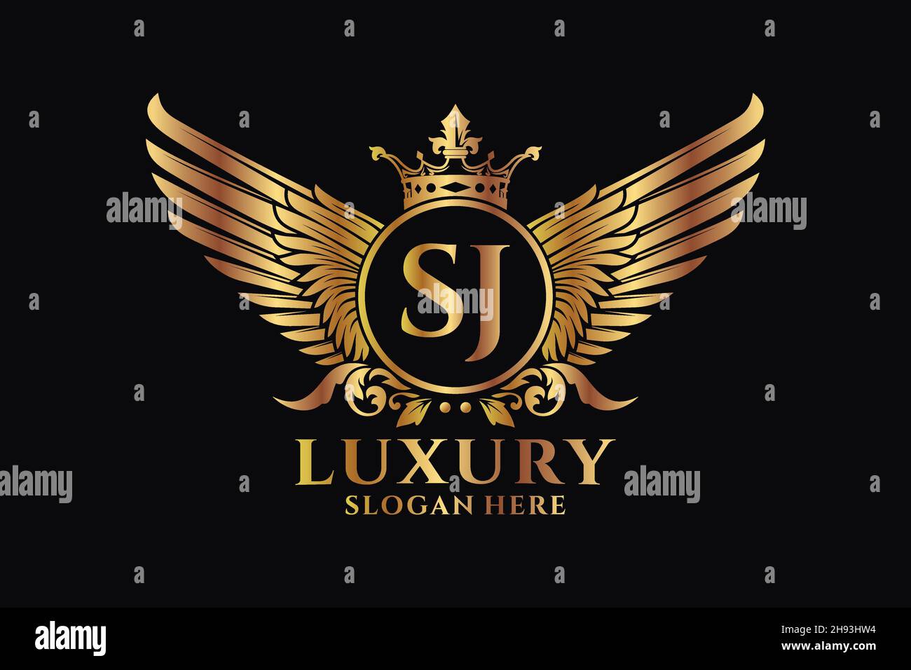 Luxury royal wing Letter SJ crest Gold color Logo vector, Victory logo ...