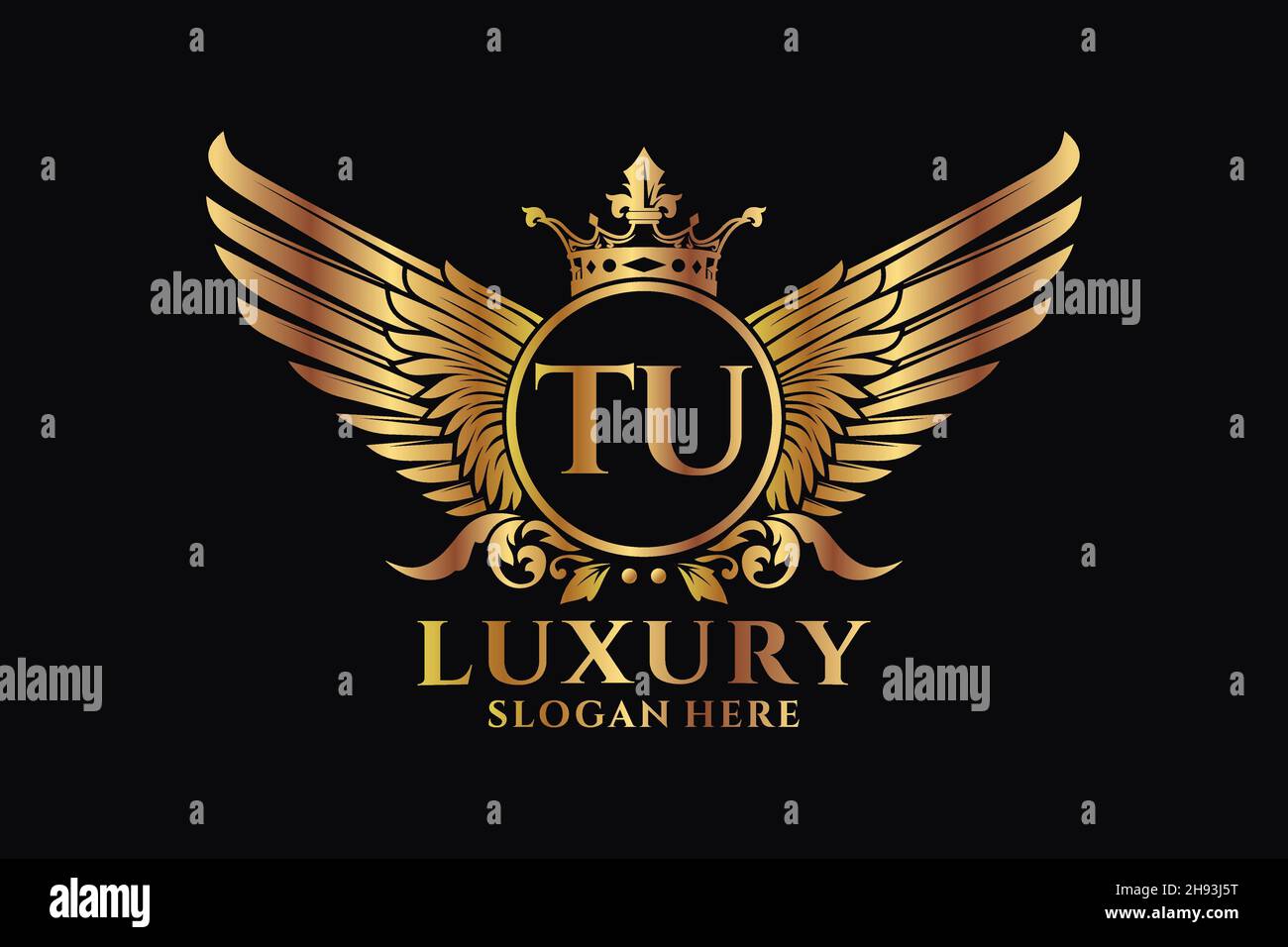 Luxury royal wing Letter TE crest Gold color Logo vector, Victory logo ...
