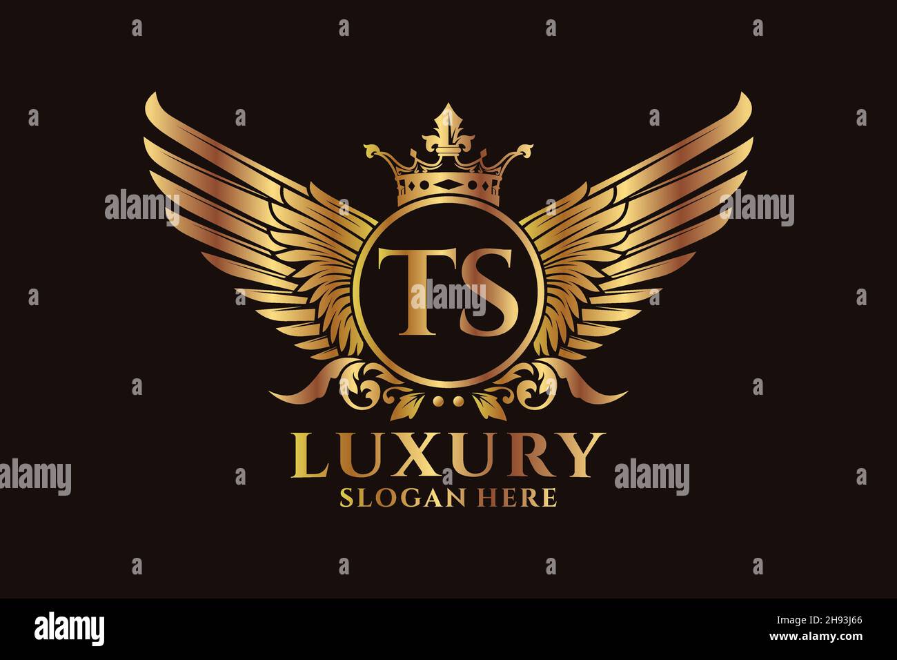 Luxury royal wing Letter TS crest Gold color Logo vector, Victory logo ...