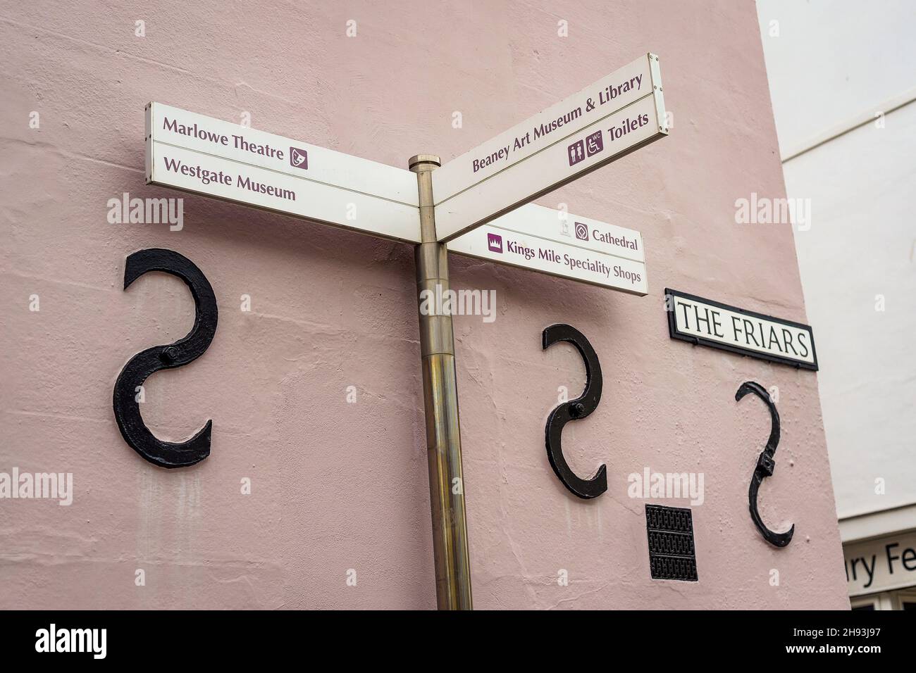 Street signs in Canterbury, England - Marlowe Theatre, Westgate Museum ...