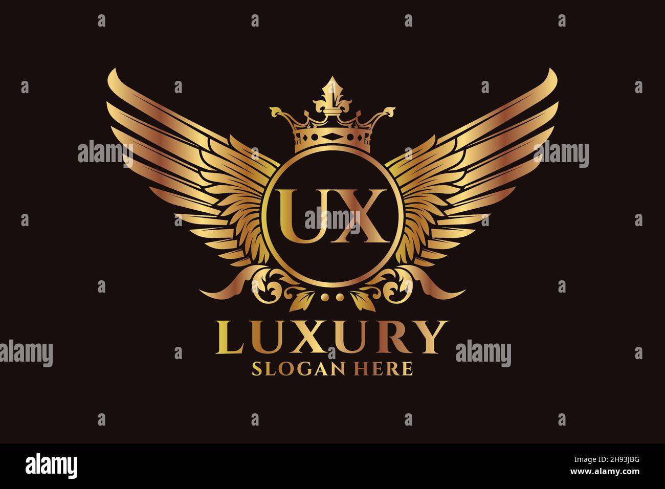 Luxury royal wing Letter UX crest Gold color Logo vector, Victory logo ...