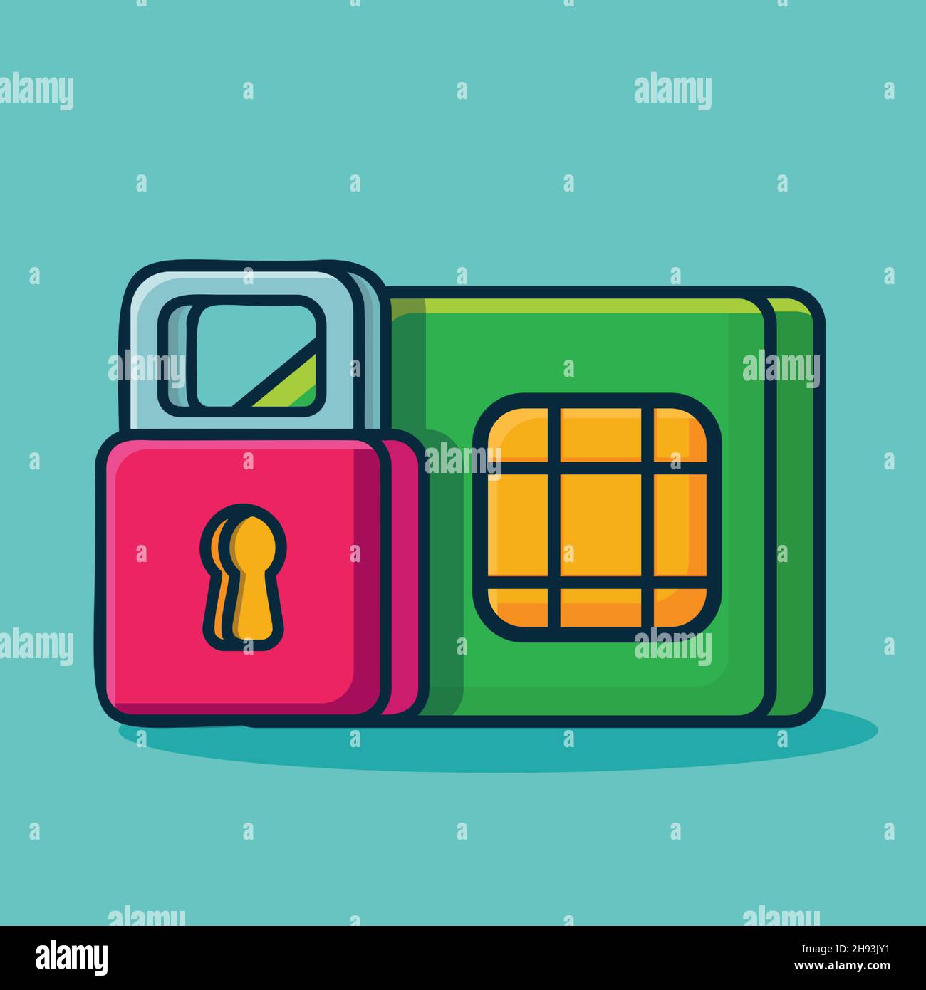 sim card lock concept symbol vector illustration in flat style Stock ...