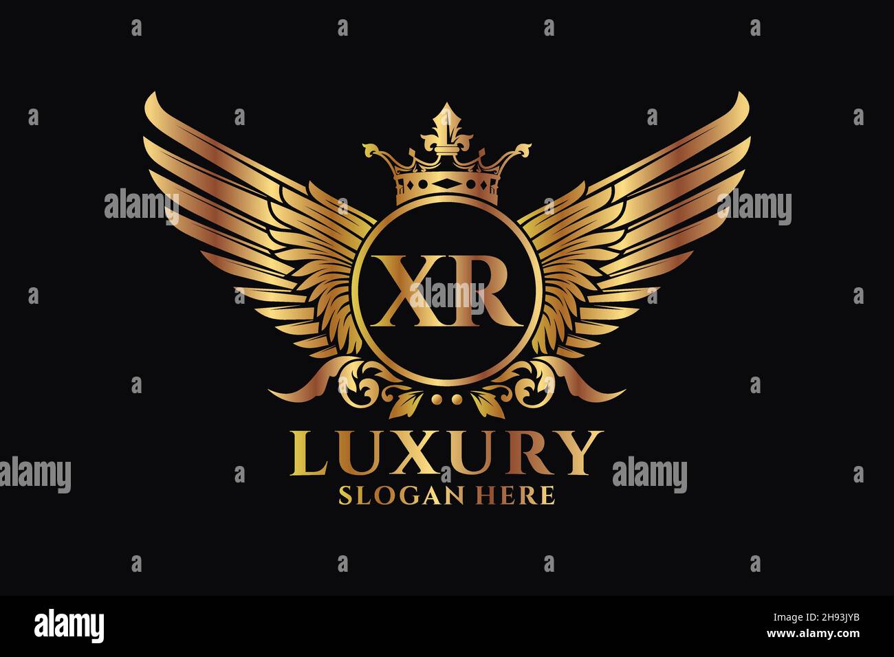 Luxury royal wing Letter XR crest Gold color Logo vector, Victory logo ...
