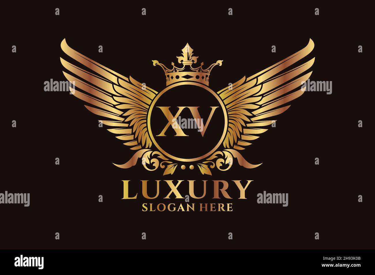 Luxury royal wing Letter XV crest Gold color Logo vector, Victory logo ...