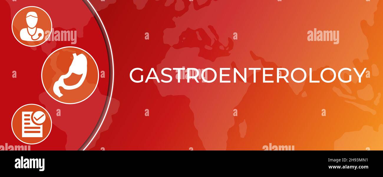 Gastroenterology Banner Background Design with Stomach and Doctor Icons ...