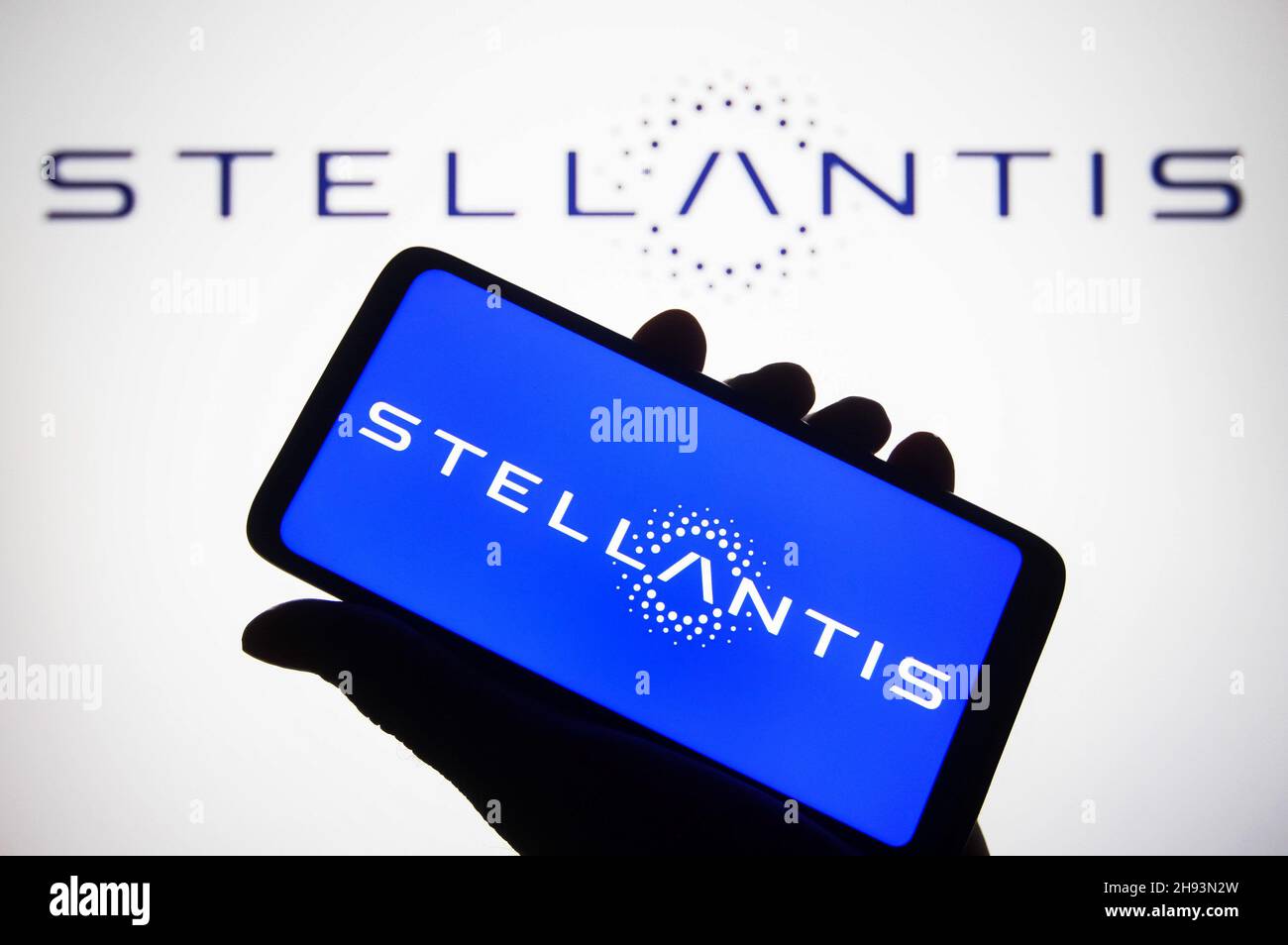 In this photo illustration, Stellantis N.V. logo of a multinational ...