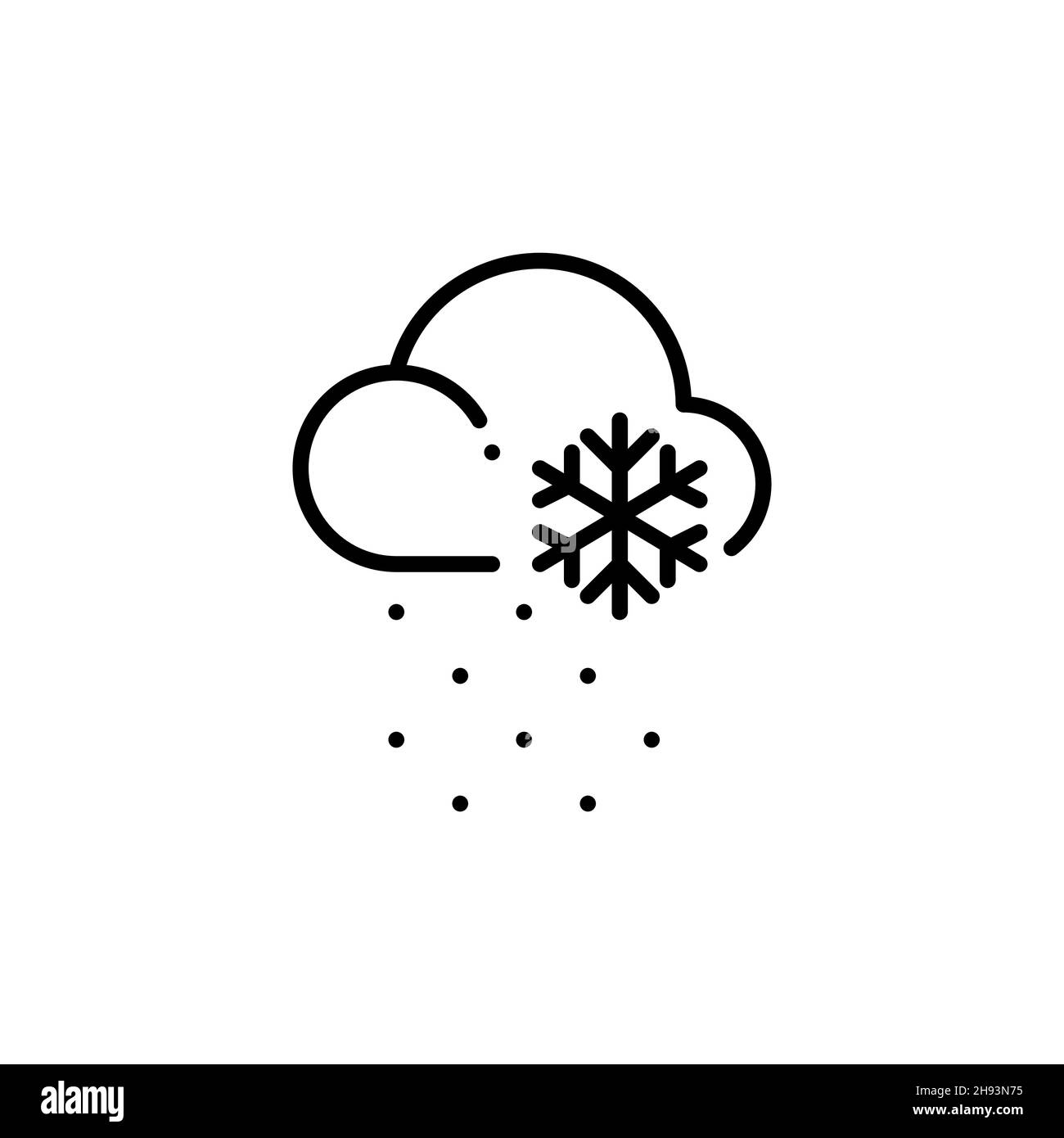 Cloud with snow. Winter weather. Pixel perfect, editable stroke icon ...