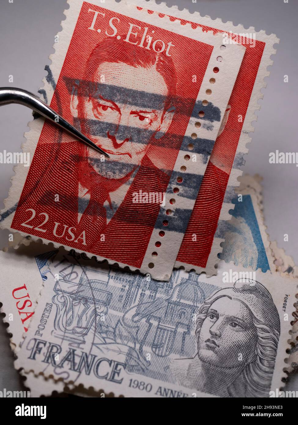 Close up of Old Postal Stamps Stock Photo - Alamy