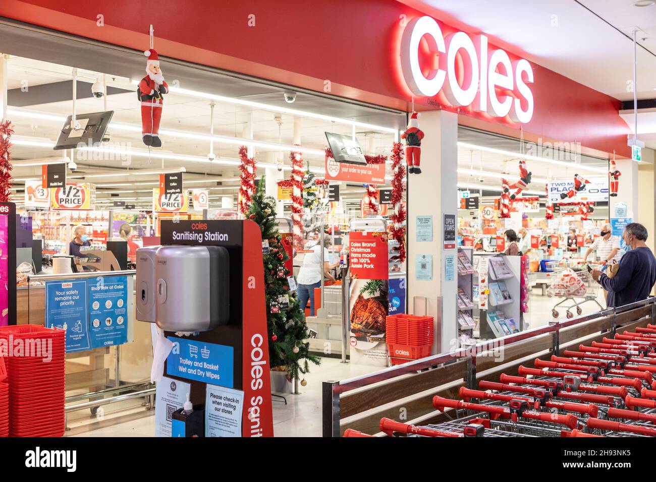 Covid 19 global pandemic Sydney, coles supermarket with sanitising ...