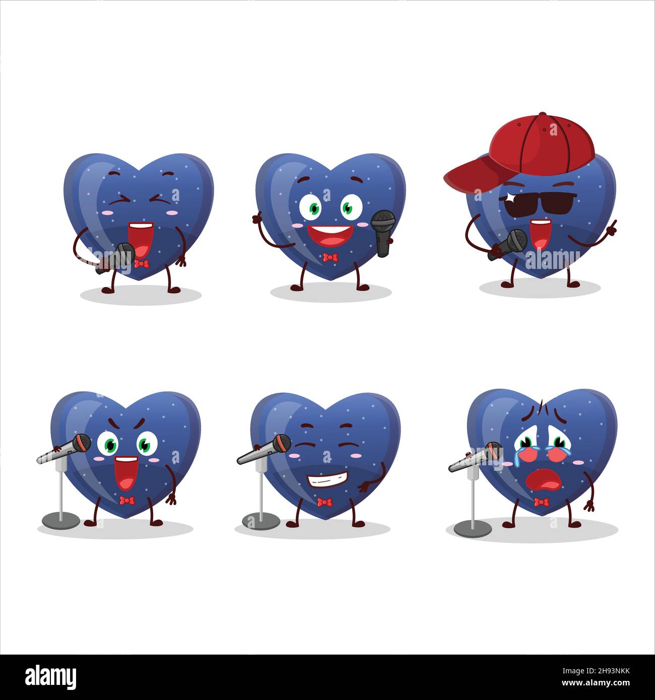 A Cute Cartoon design concept of blue love gummy candy singing a famous ...