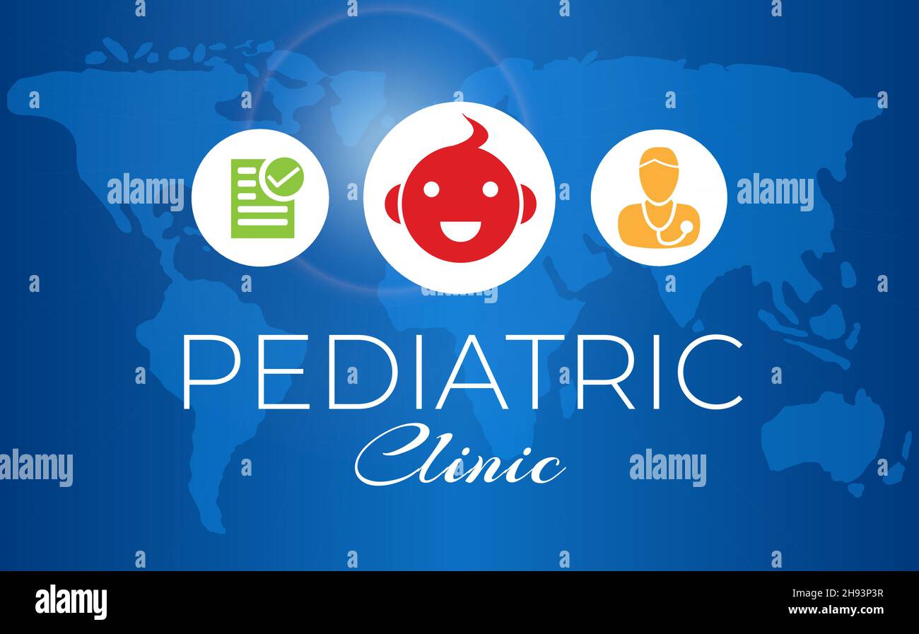 Pediatric Clinic Background Illustration Banner with World Map Stock ...