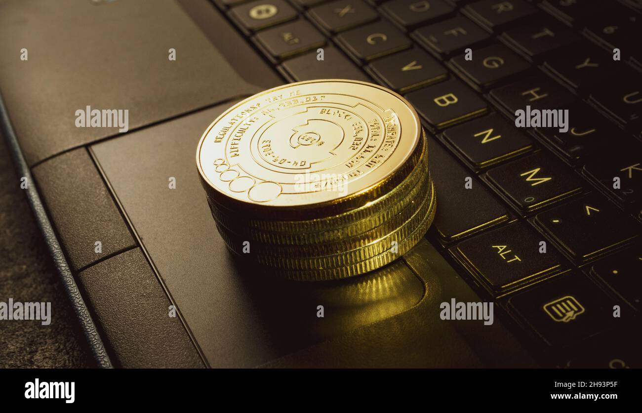 Macro shot of a bit coin crypto currency Stock Photo - Alamy