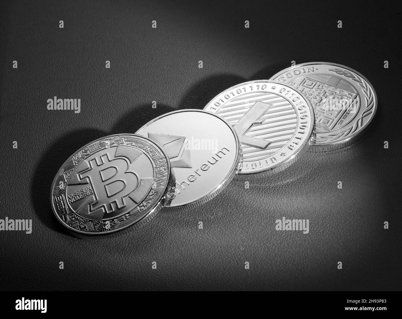 Finance digital currency exchange Black and White Stock Photos & Images ...