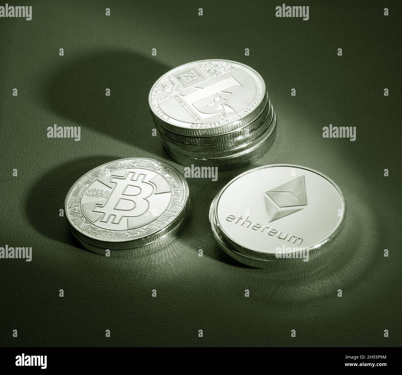 Close up of digital Cryptocurrency coins Stock Photo - Alamy