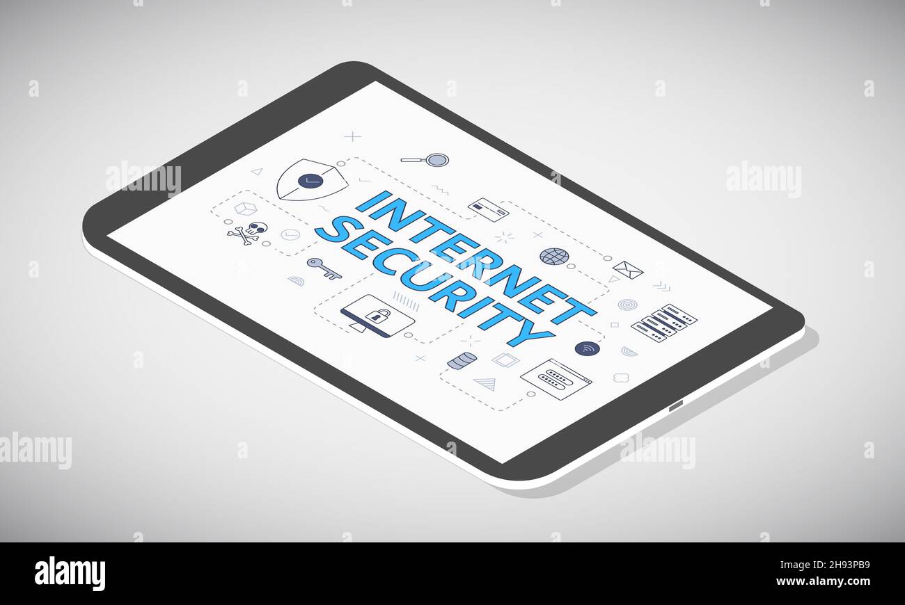 internet security concept on tablet screen with isometric 3d style vector illustration Stock ...