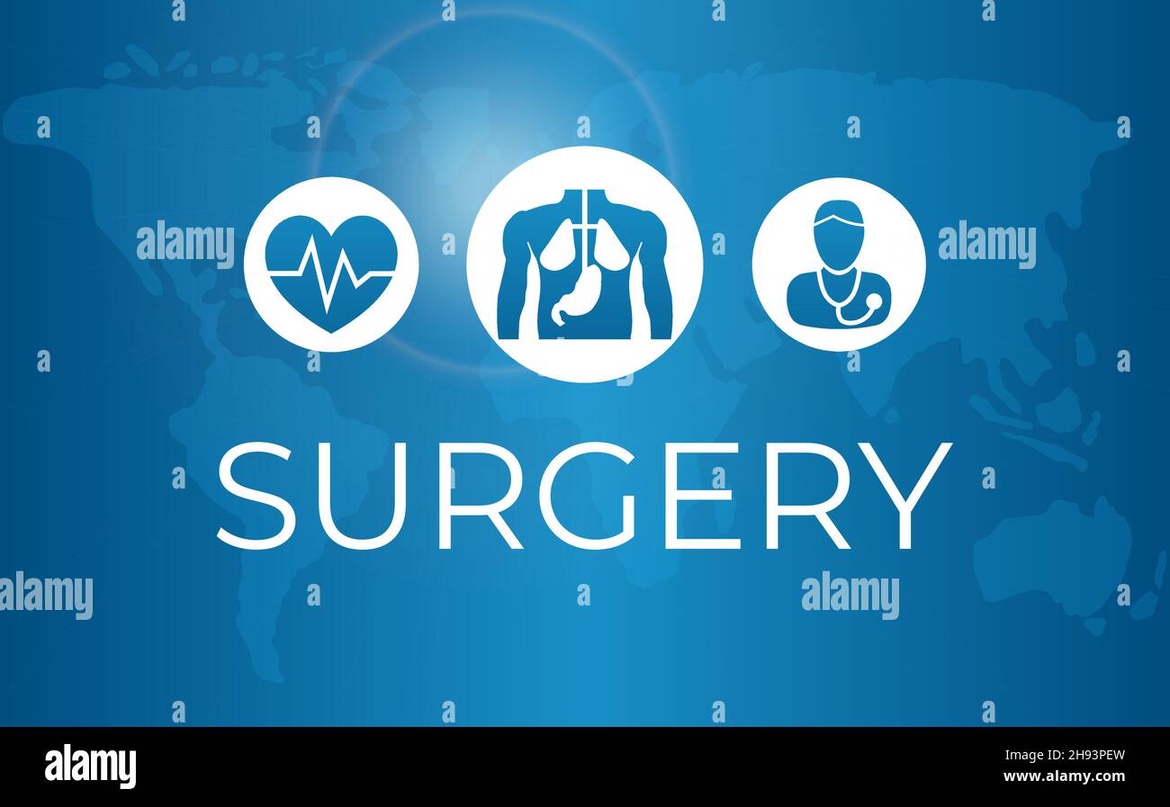Blue Surgery Illustration with World Map Background Banner Stock Vector ...