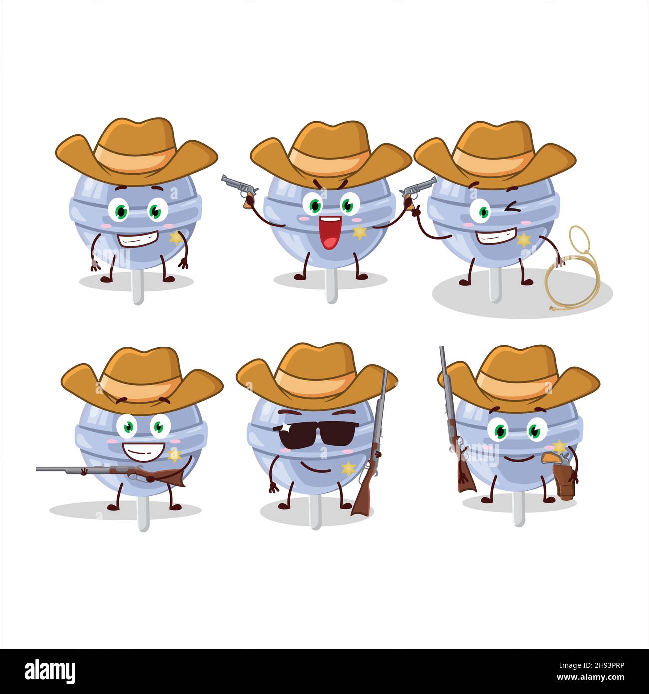 Cool cowboy sweet blueberry lolipop cartoon character with a cute hat ...