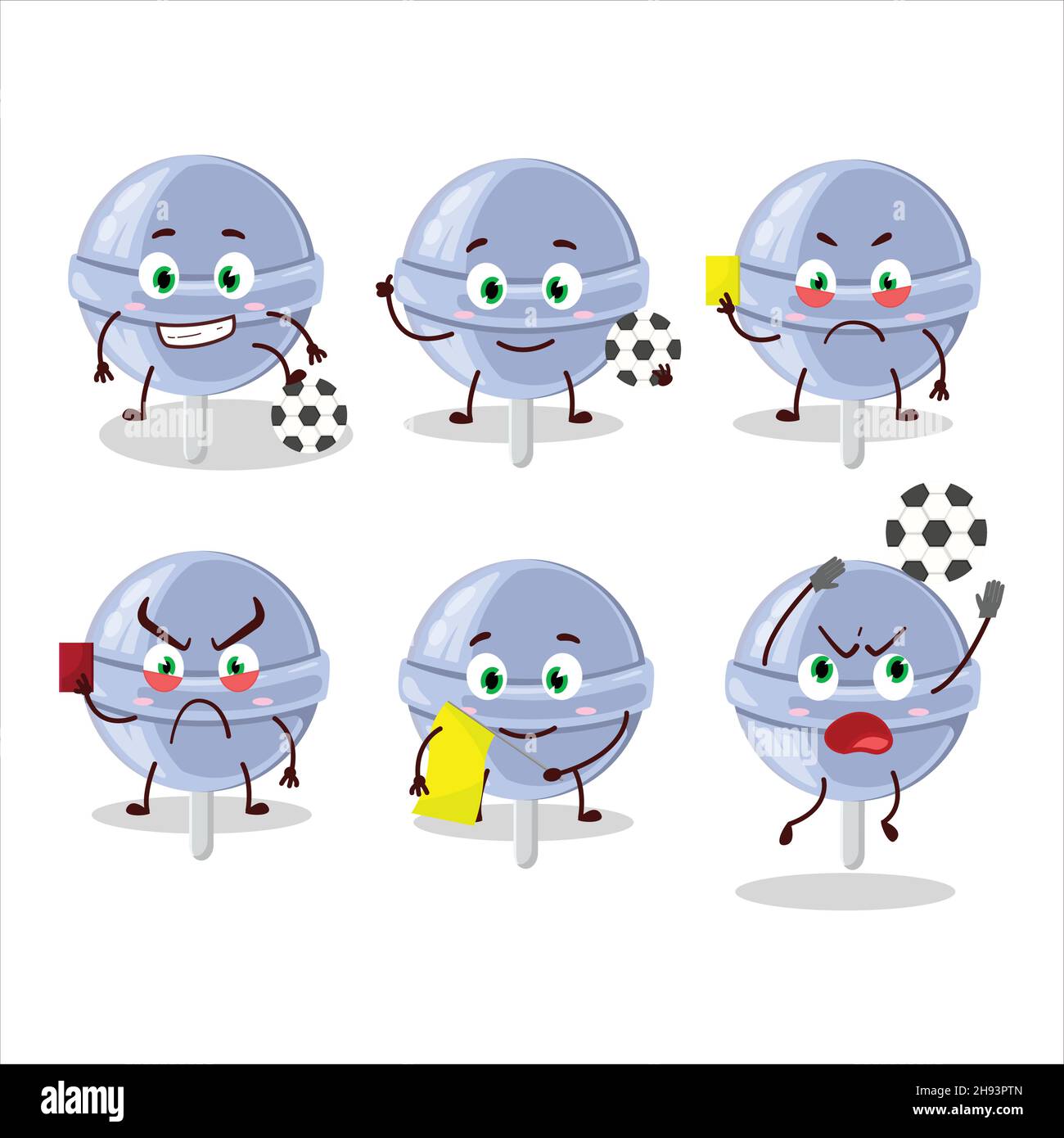 Sweet blueberry lolipop cartoon character working as a Football referee ...