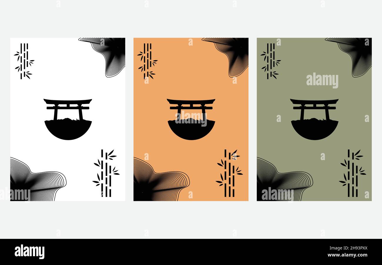 Japanese abstract background. abstract potrait template with hand drawn ...