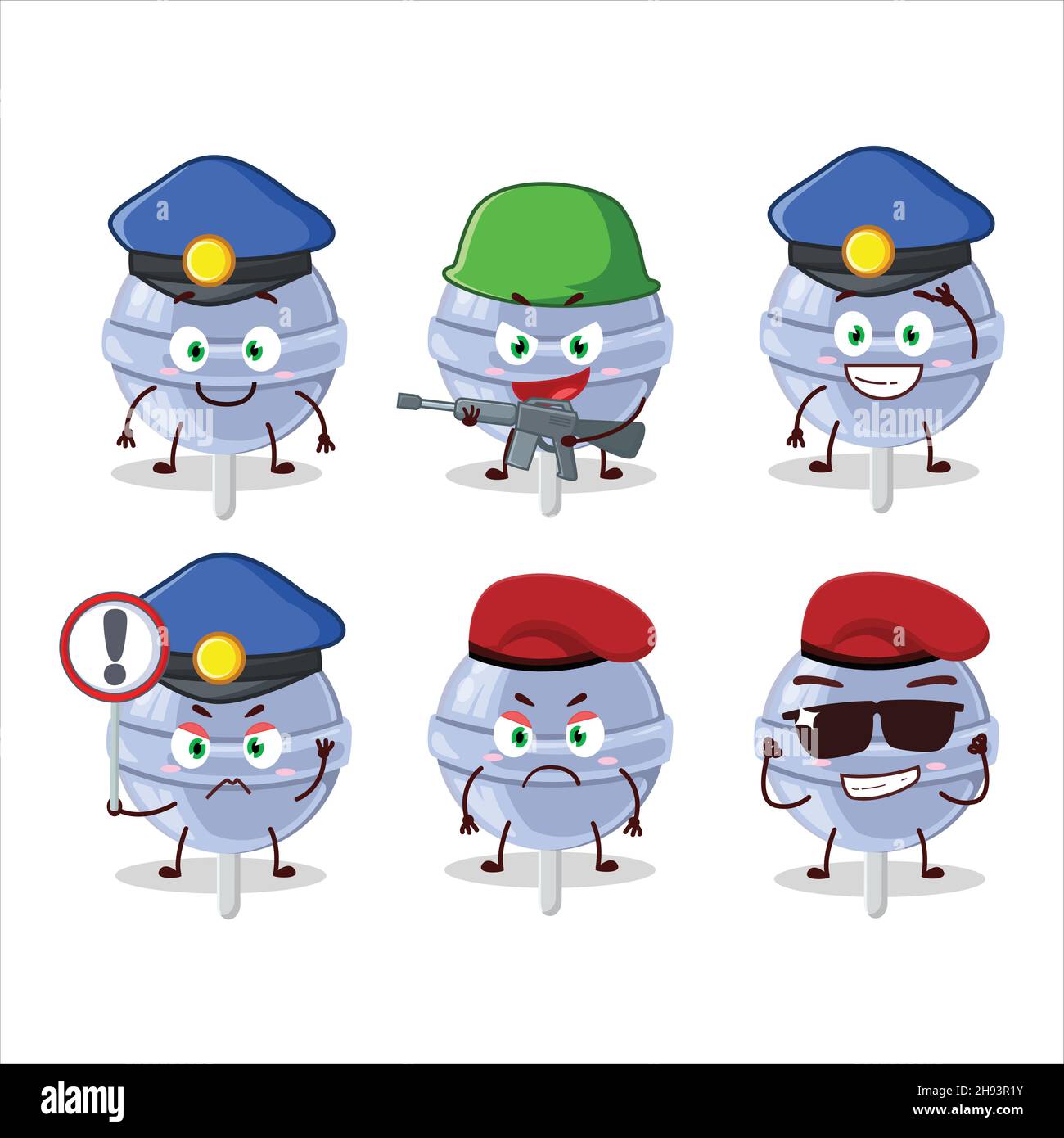 A dedicated Police officer of sweet blueberry lolipop mascot design ...