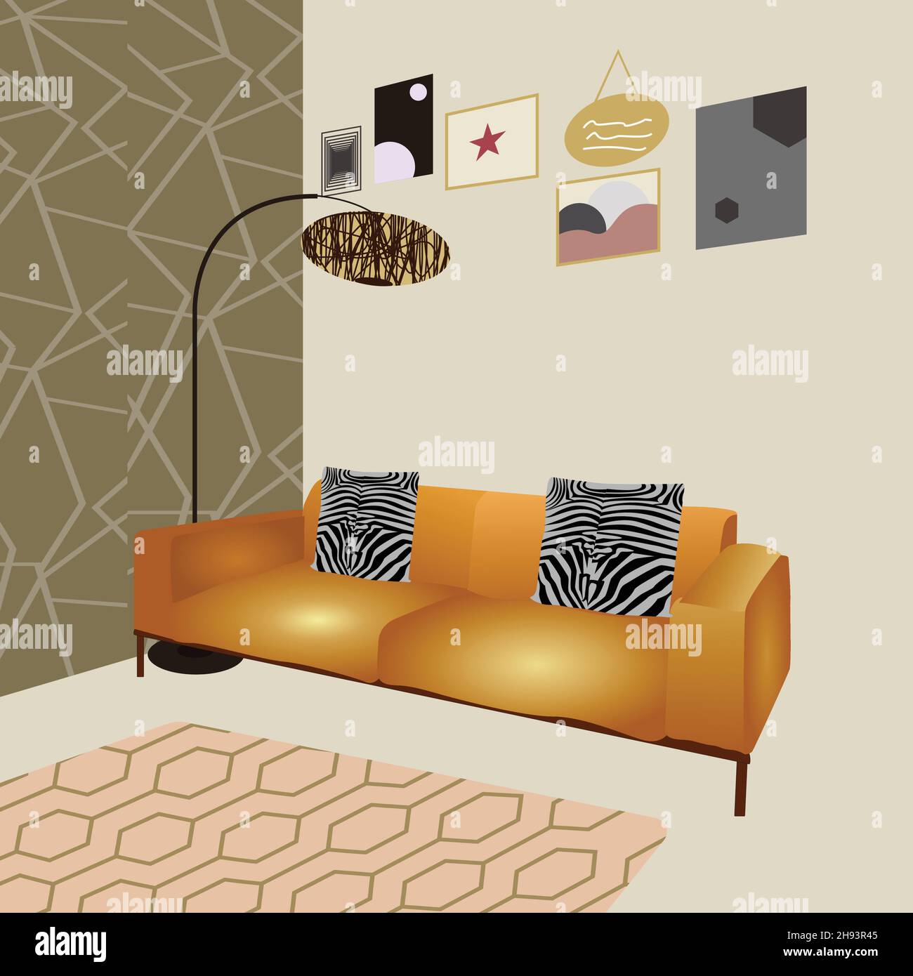 Illustration interior Colorful minimalist design Stock Vector Image ...