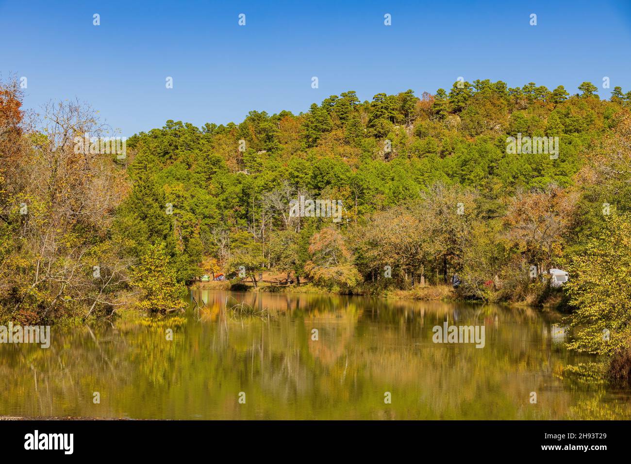 Nature autumn fall color of Robbers Cave State Park at Oklahoma Stock ...