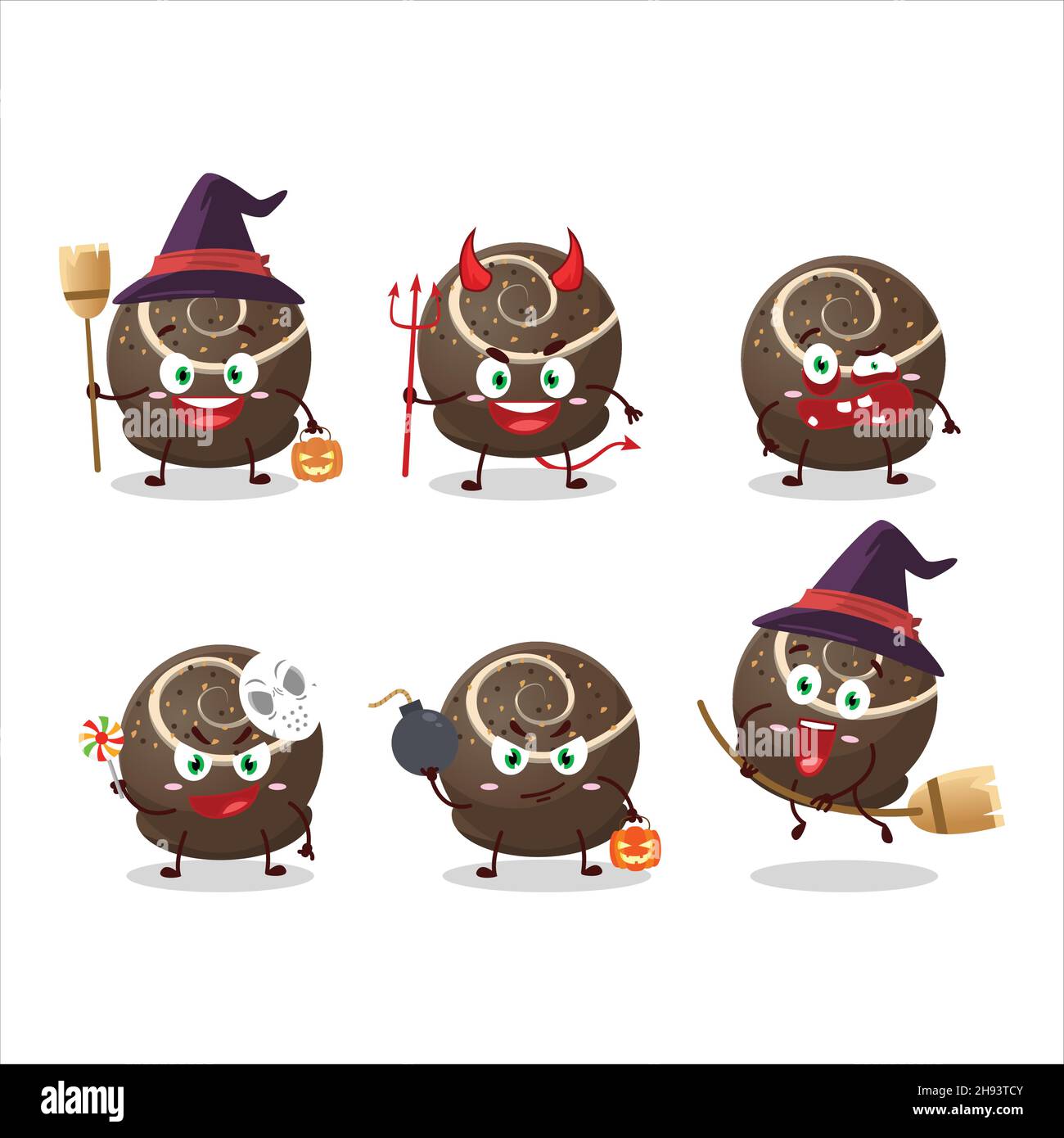 Halloween expression emoticons with cartoon character of truffle ...