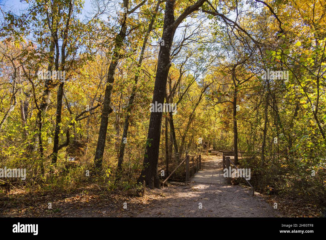 Fall color of the nature trail in Chickasaw National Recreation Area at ...