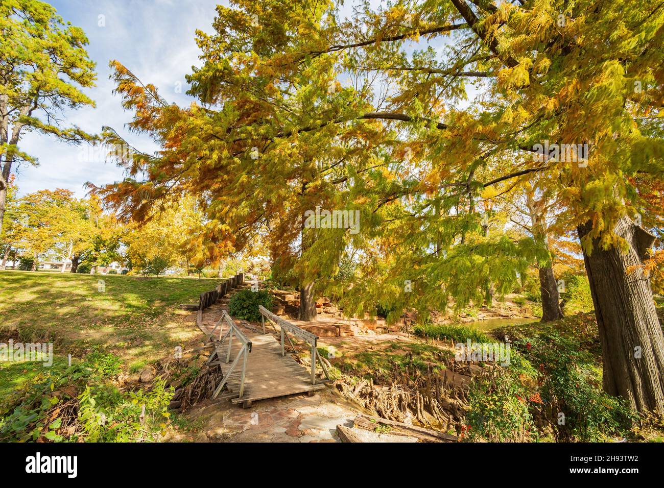 Beautiful fall color of the Will Rogers Gardens at Oklahoma Stock Photo ...