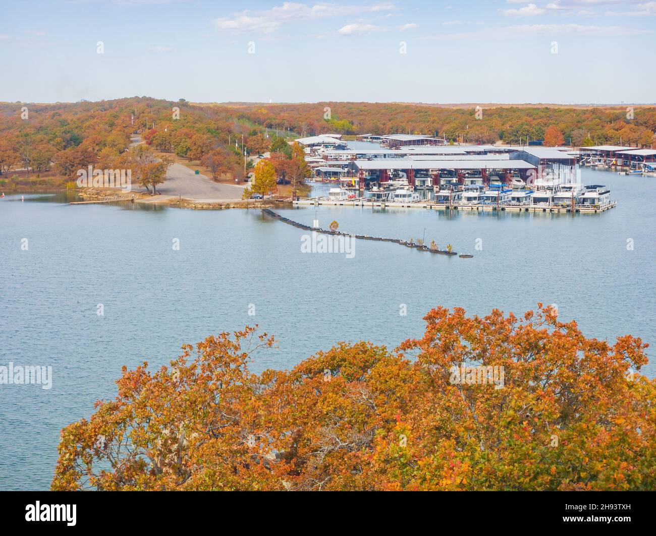 High angle view of the beautiful landscape of Lake Murray State Park at ...