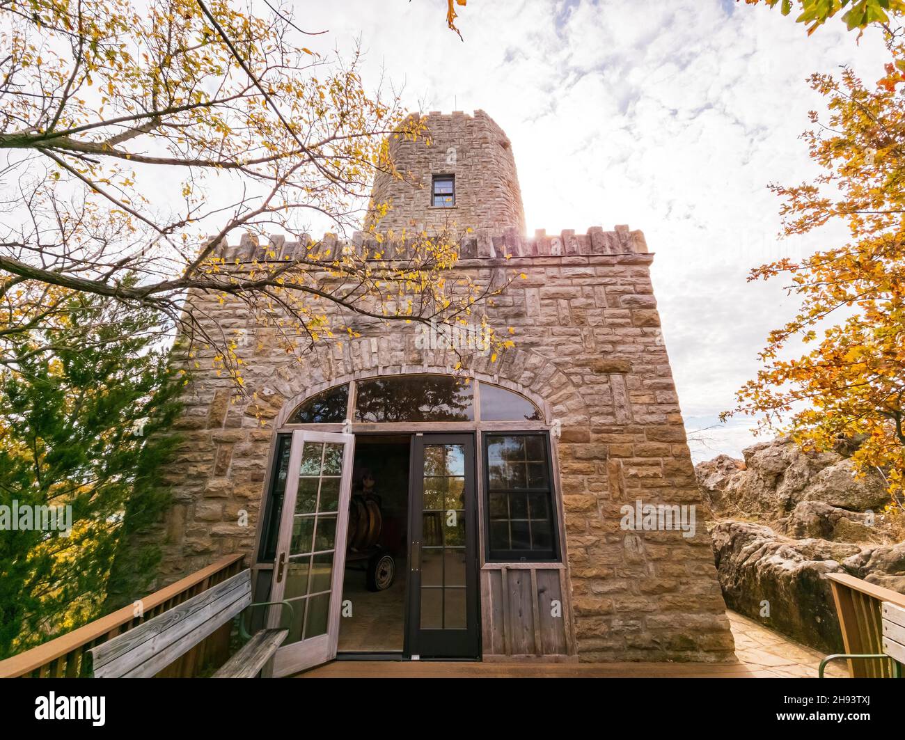Exterior view of the Tucker Tower of Lake Murray State Park at Oklahoma ...