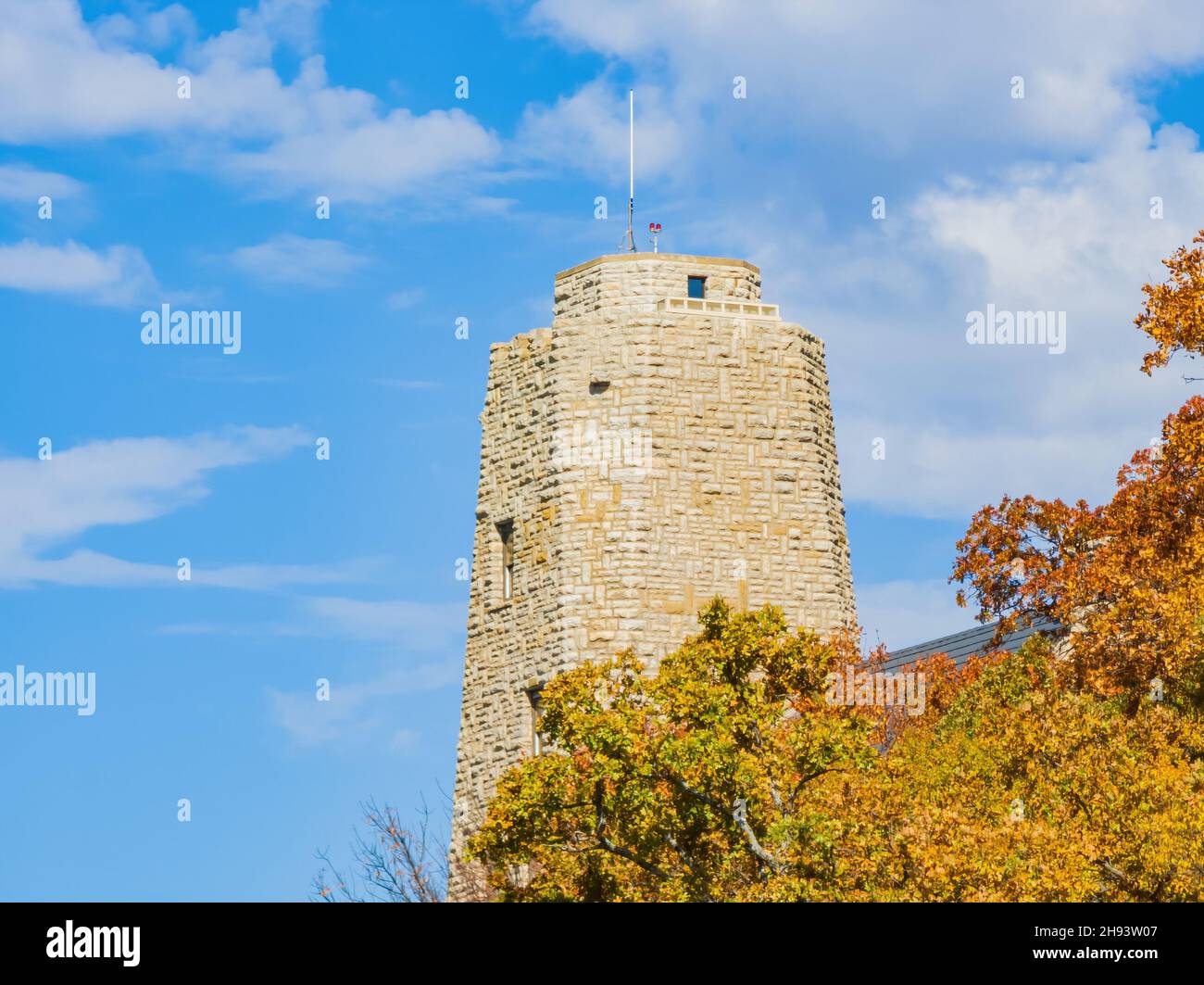 Exterior view of the Tucker Tower of Lake Murray State Park at Oklahoma ...
