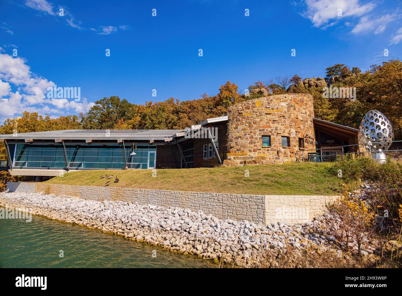Exterior view of the Tucker Tower Nature Center in Lake Murray State ...