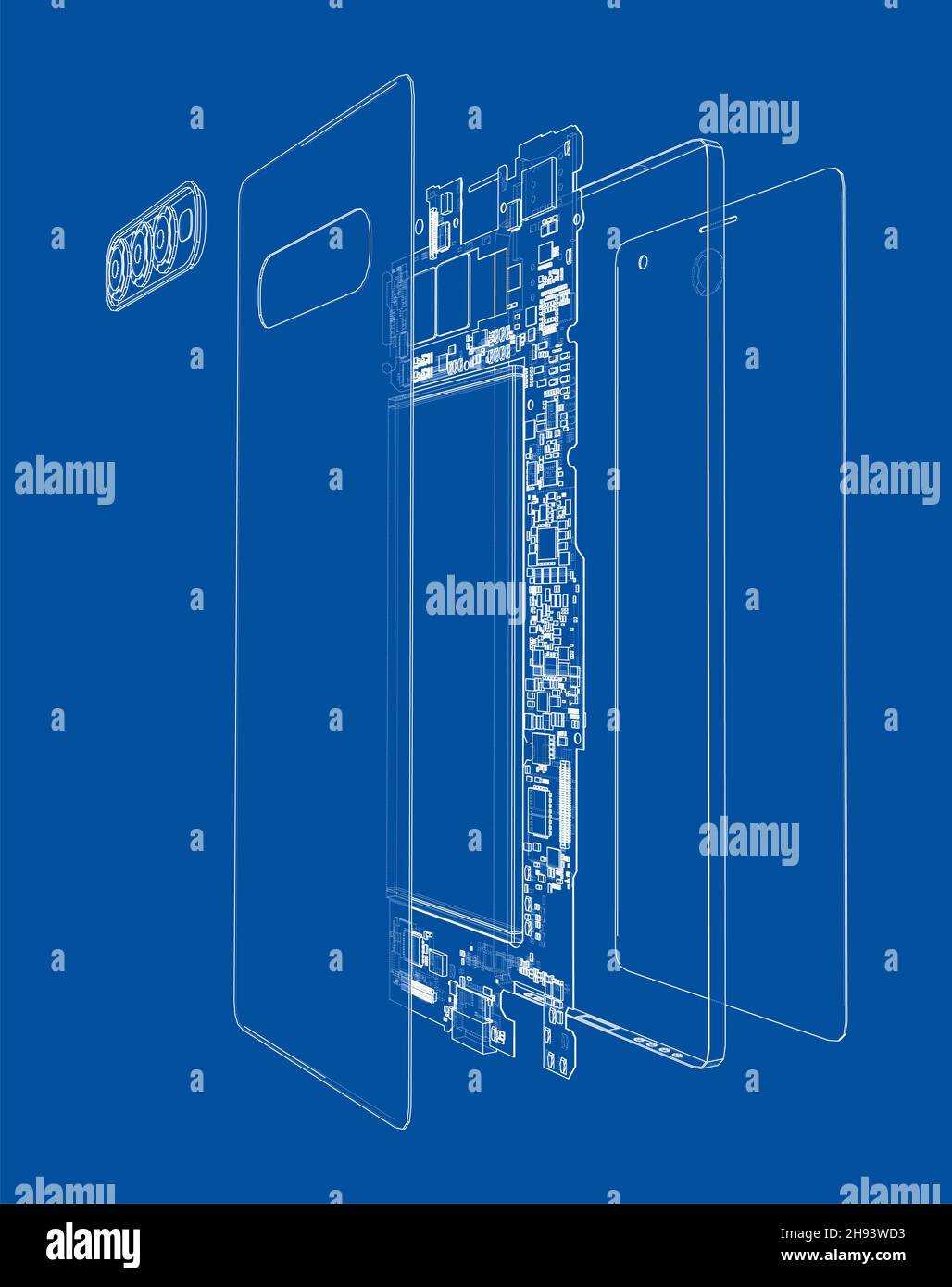 Disassembled smartphone concept outline Stock Photo - Alamy