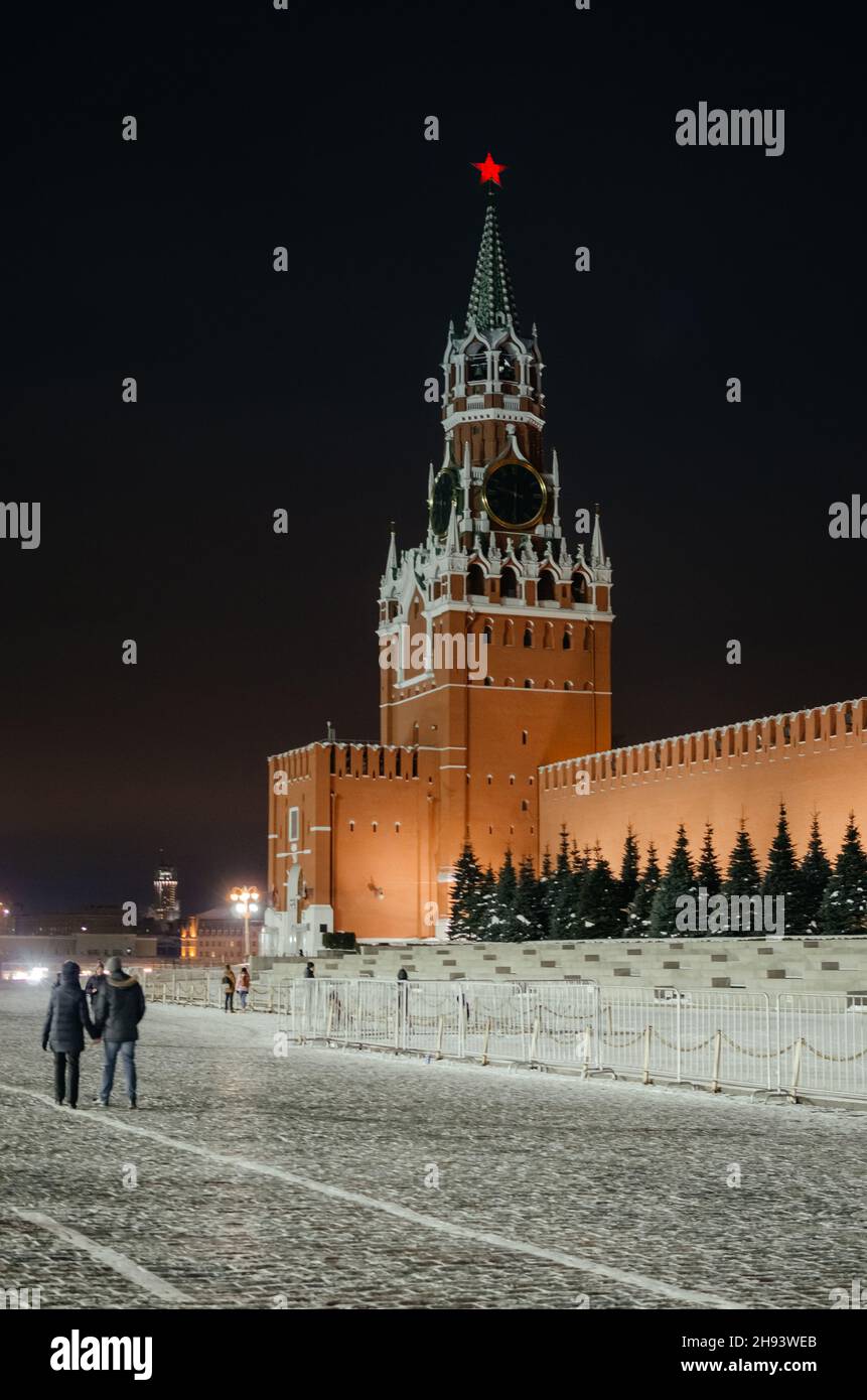 Moscow. Russia. The Red Square. Kremlin. Spasskaya Tower. Russian ...