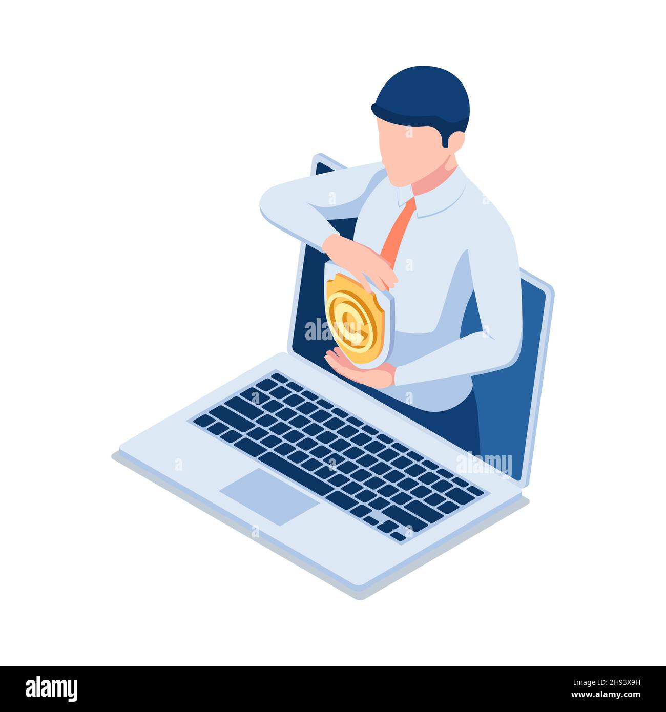 Flat 3d Isometric Copyright Sign Protecting by Businessman. Copyright ...