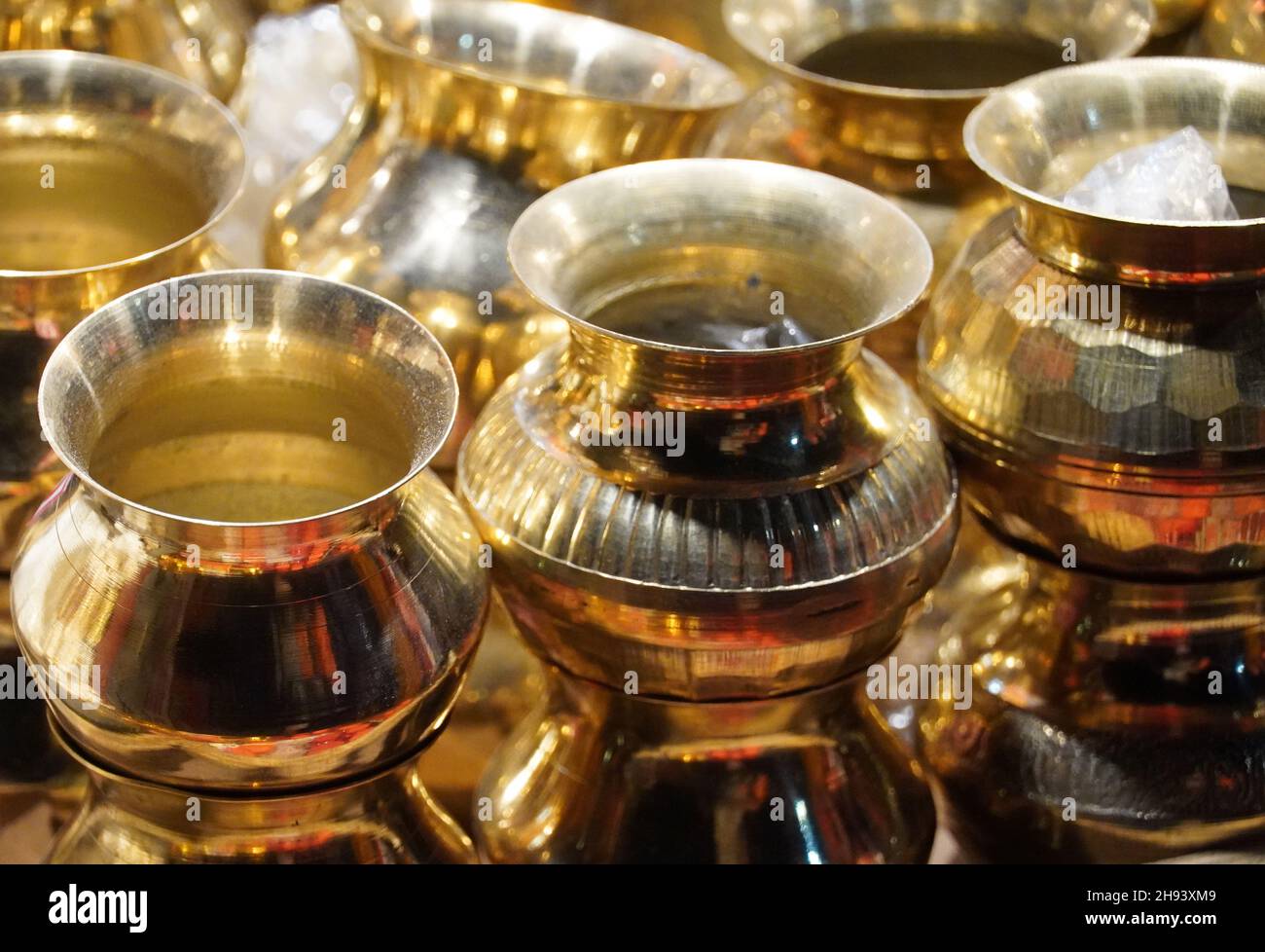 Copper Kalash Essential in hindu puja. item on shop Stock Photo - Alamy