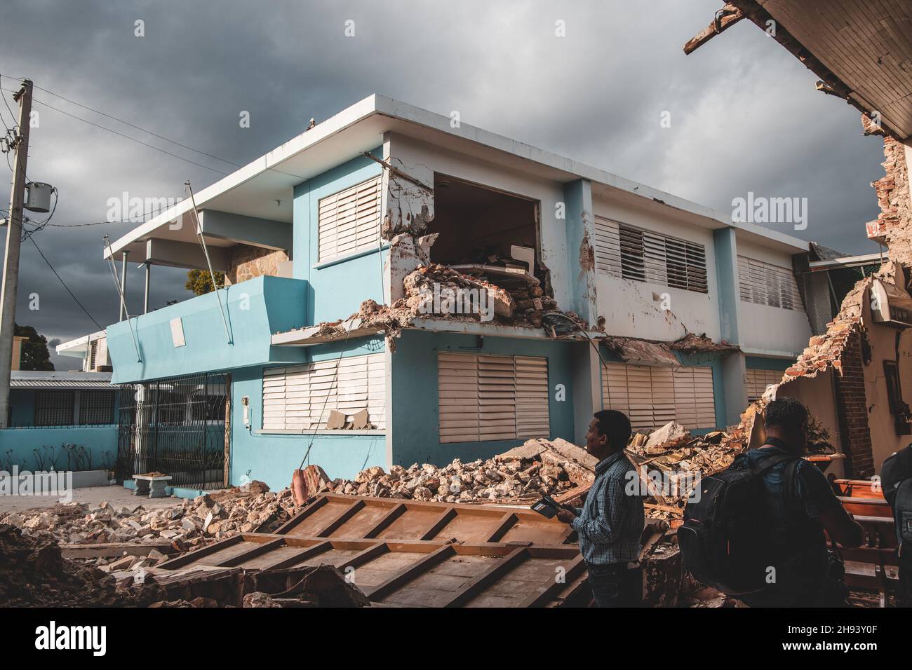 GUAYANILLA, PUERTO RICO - Jan 08, 2020: The damaged house after an ...