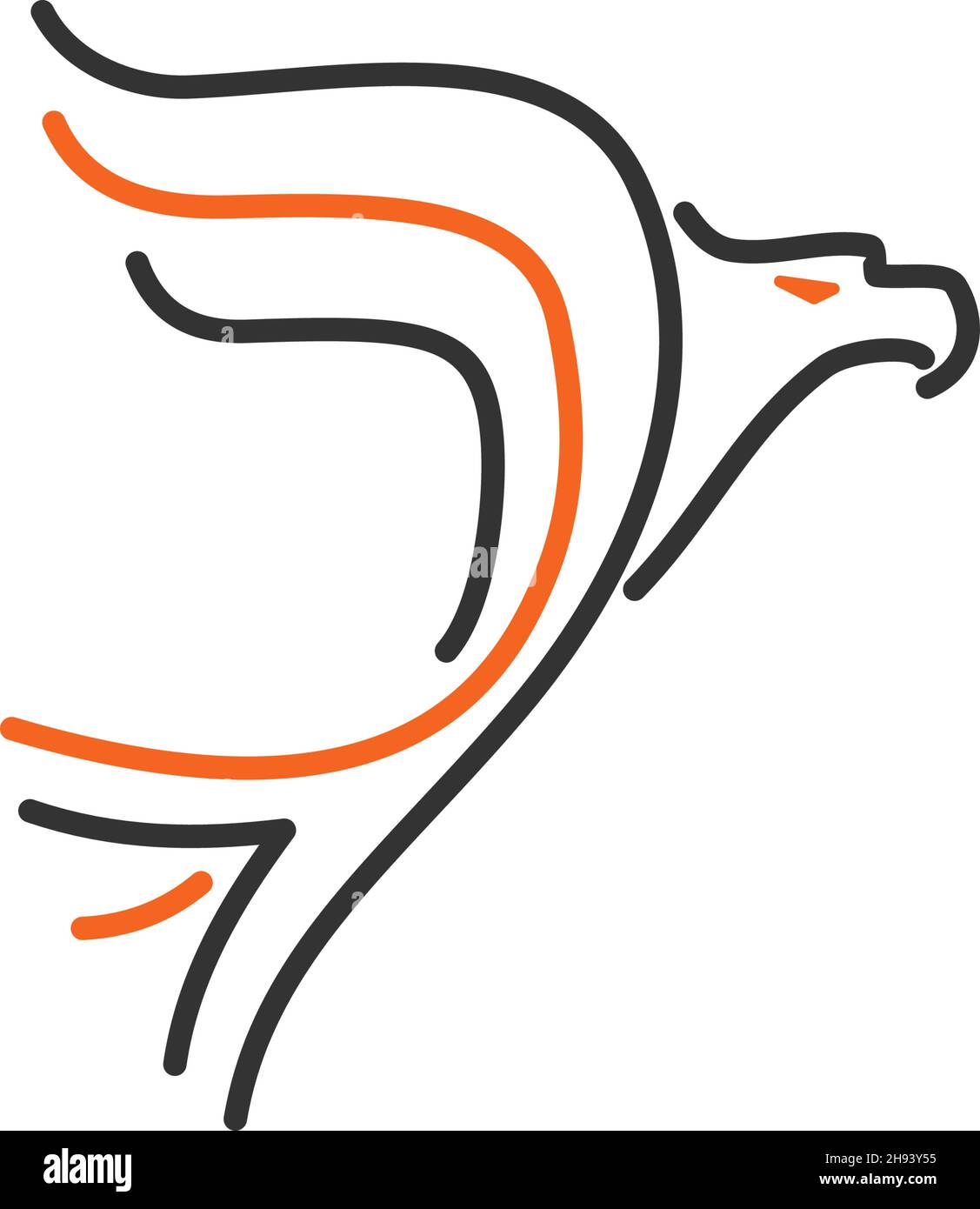 Flying eagle Line Illustration Icon Template Stock Vector Image & Art ...