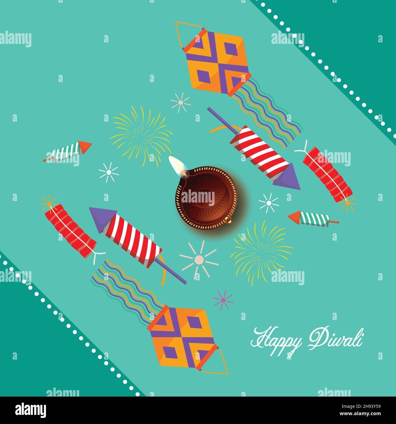 Happy Diwali vector background with crackers Stock Vector Image & Art ...