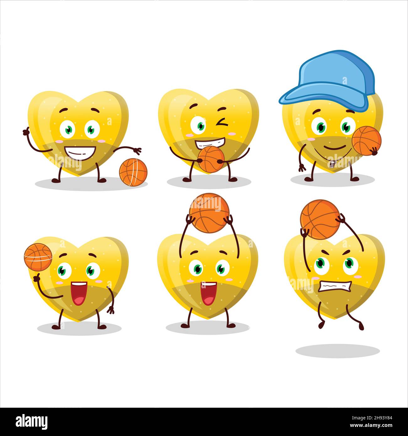 Talented Yellow Love Gummy Candy Cartoon Character As A Basketball