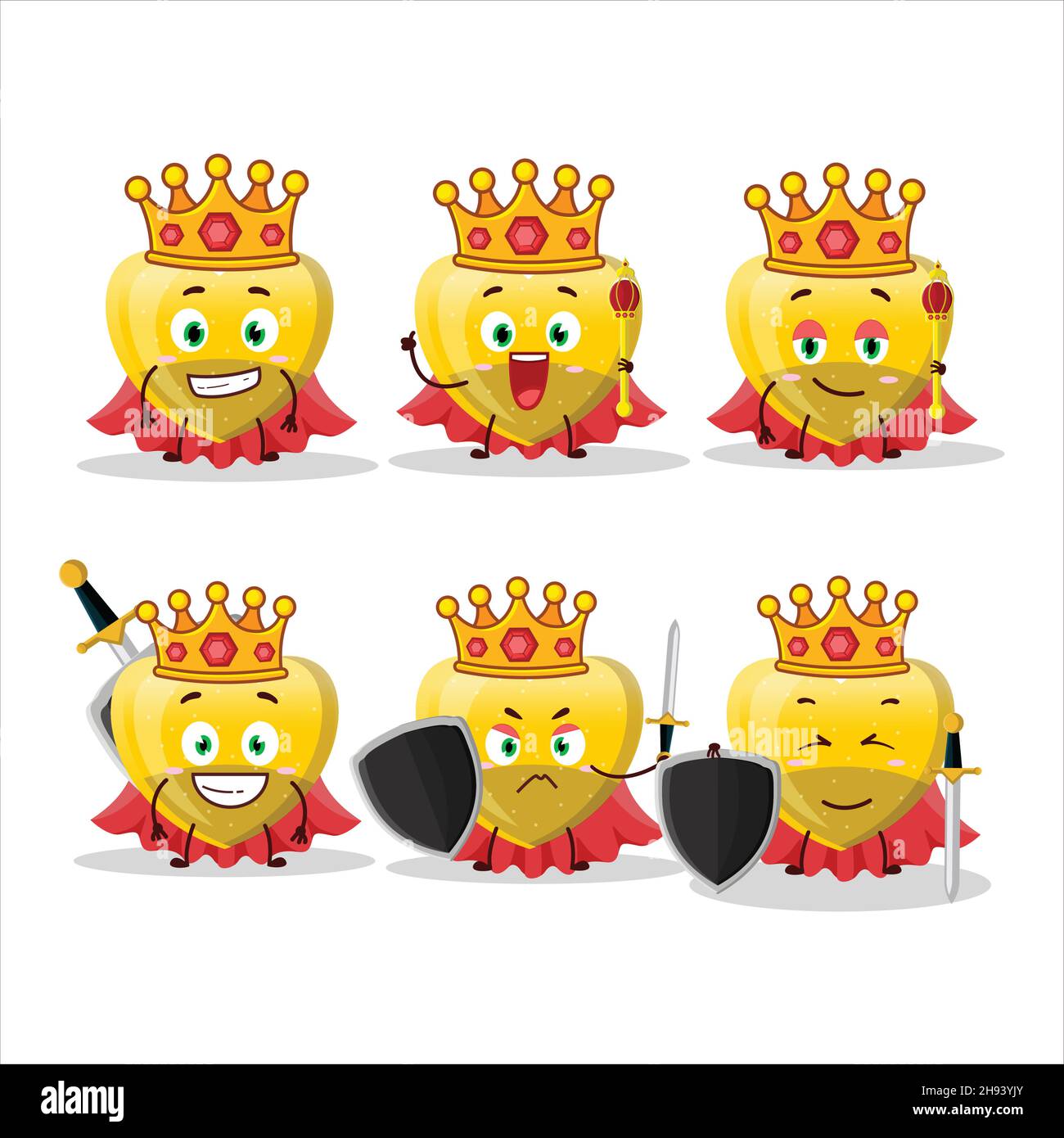 A Charismatic King yellow love gummy candy cartoon character wearing a ...