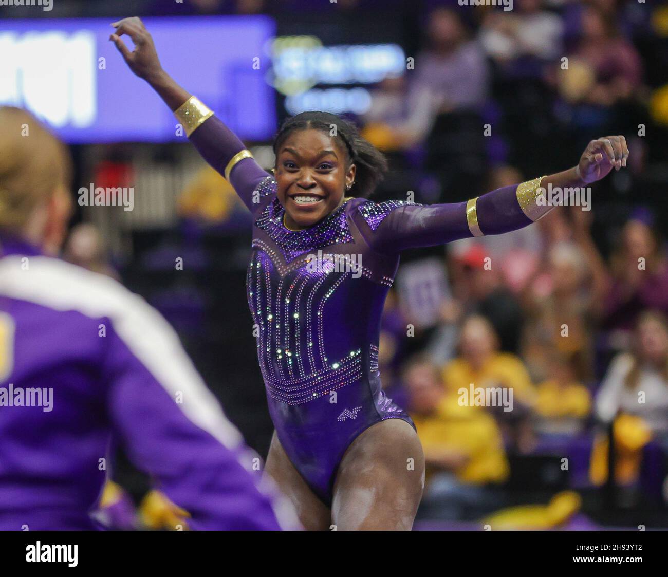 Baton Rouge, LA, USA. 3rd Dec, 2021. LSU's Kiya Johnson celebrates her ...
