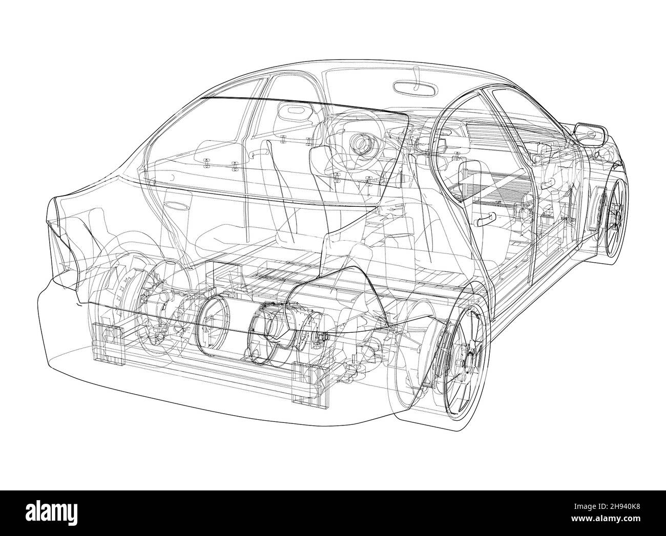 Electric Car With Chassis. 3d illustration Stock Photo - Alamy