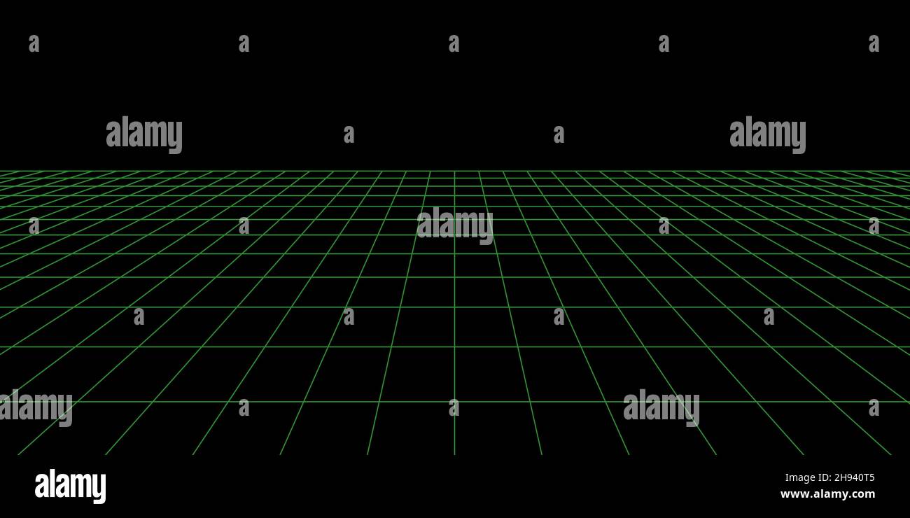 3d wireframe grid room. 3d perspective laser grid. Cyberspace black ...