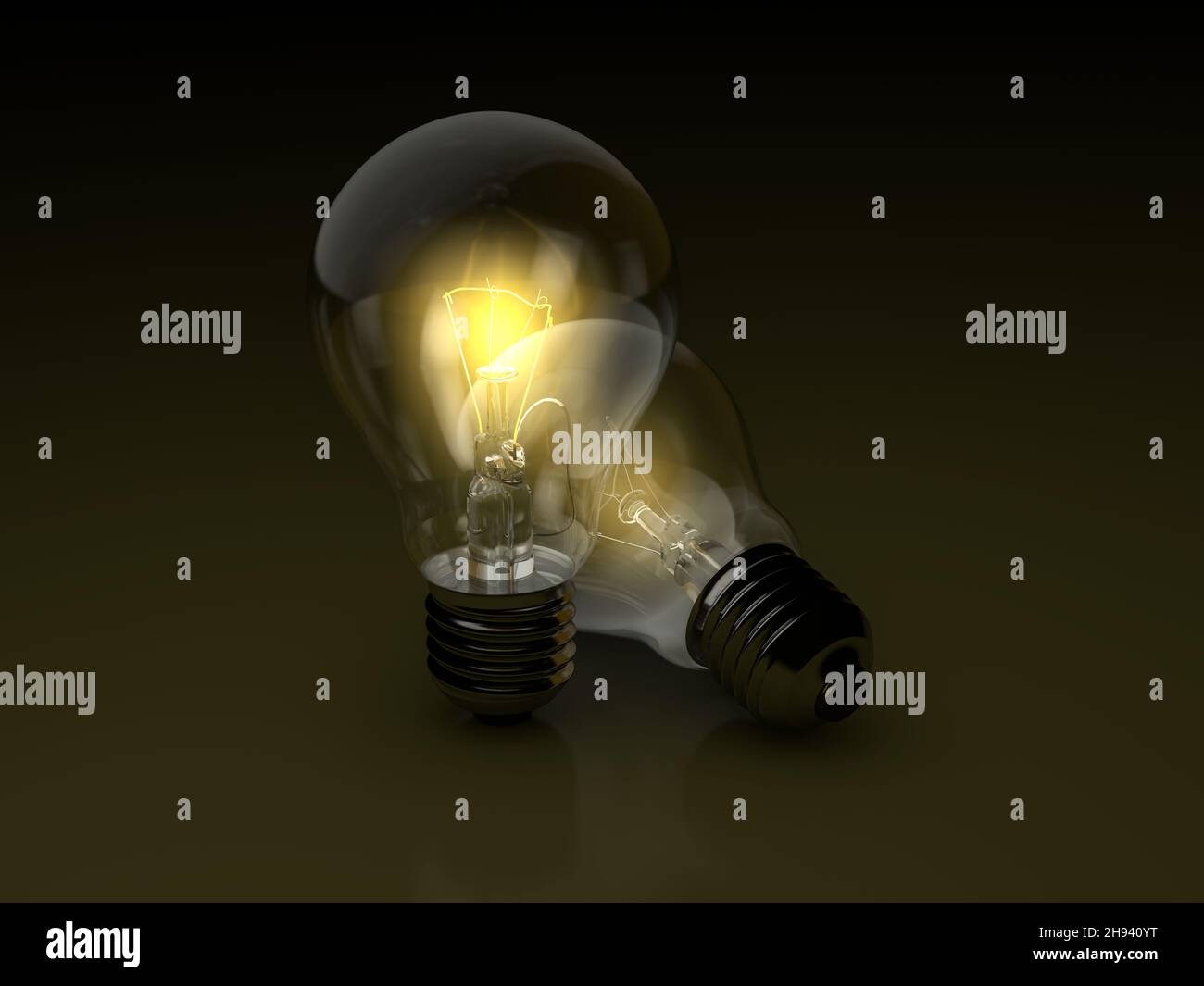 Light bulbs on a black background. 3d illustration Stock Photo - Alamy