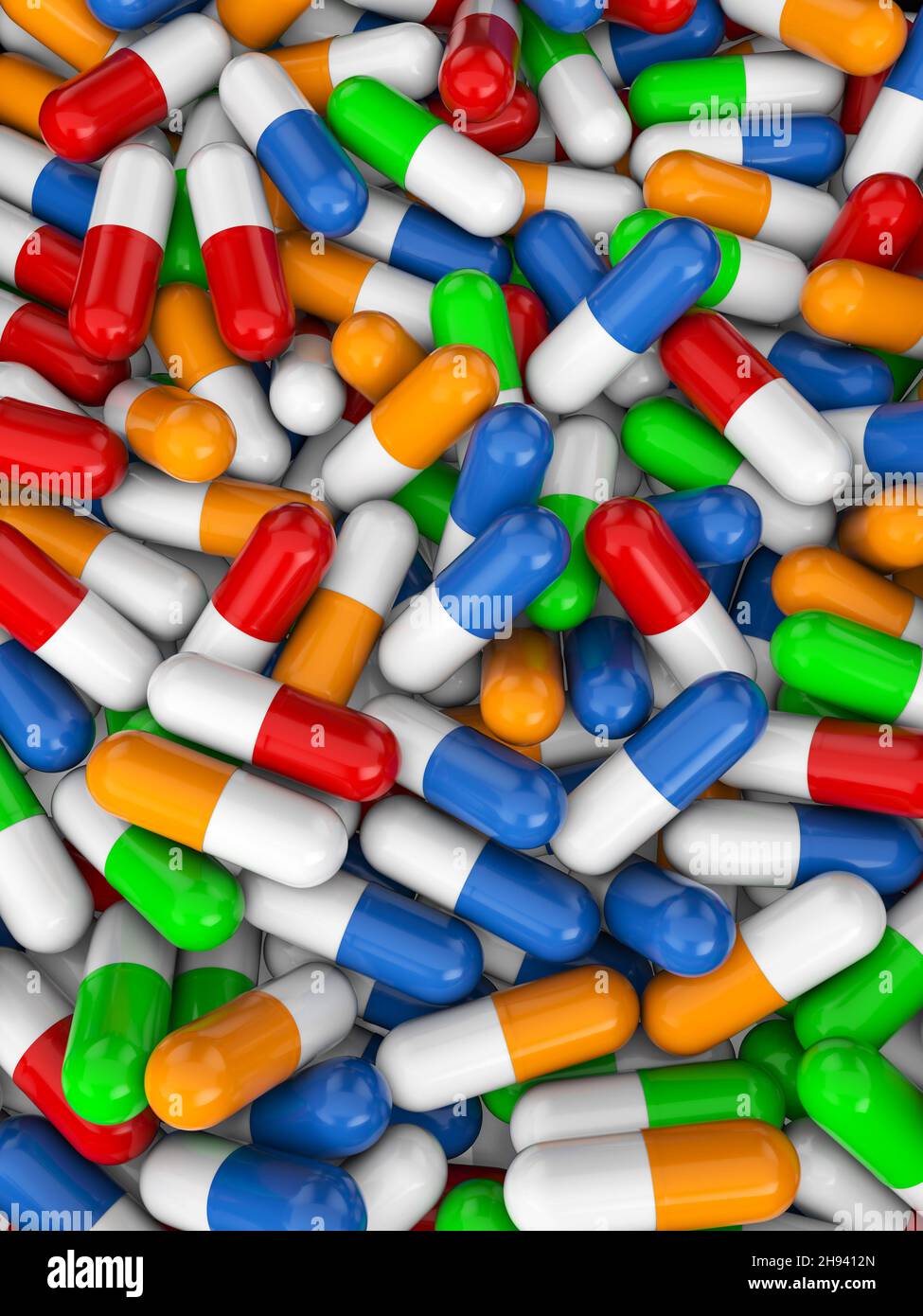 Background formed by capsule pills. 3d illustration Stock Photo - Alamy