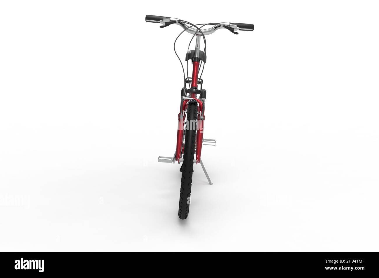 Back view of red bicycle red on white background Stock Photo - Alamy
