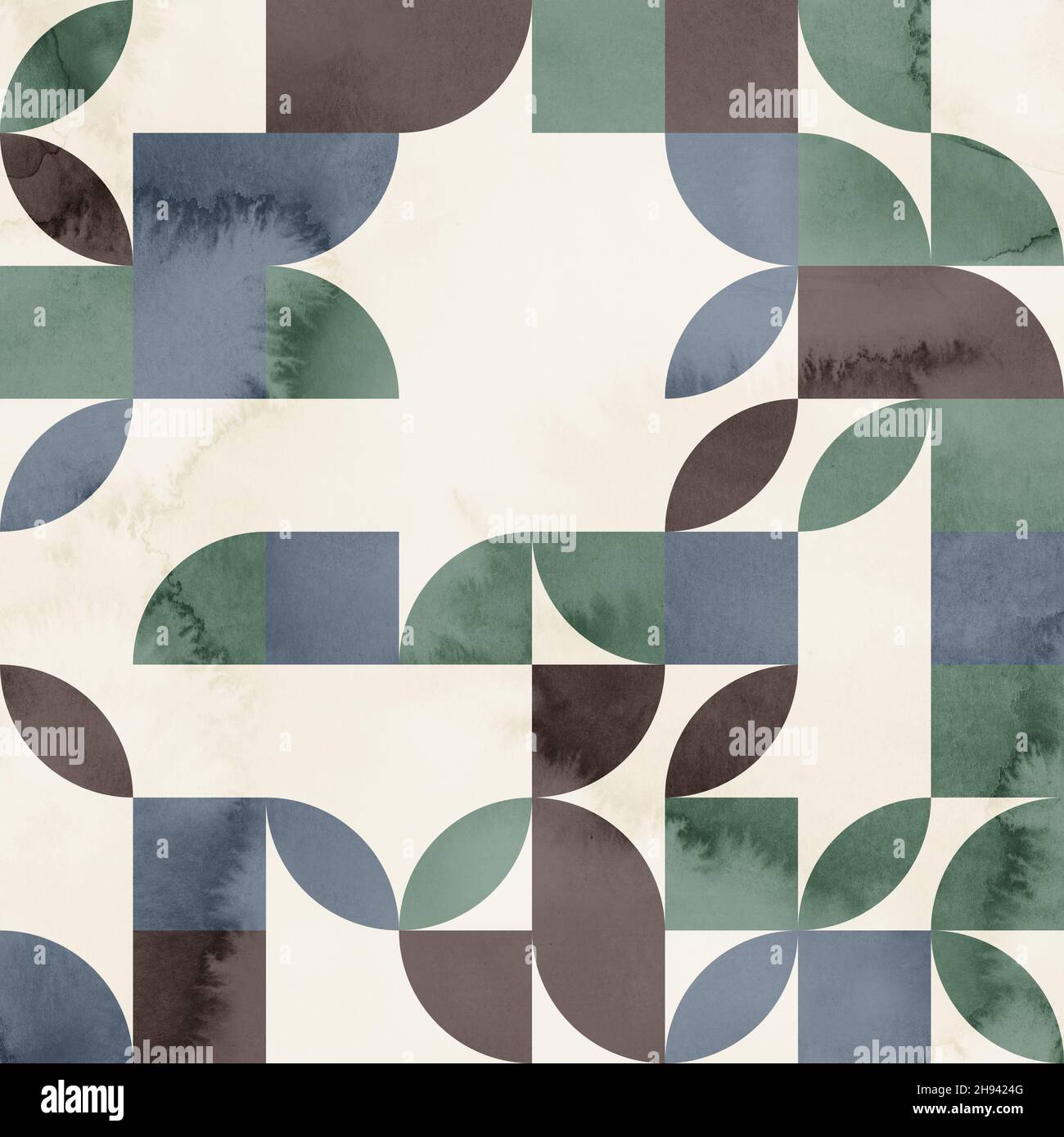 Seamless mid century retro watercolor geometric surface pattern design ...