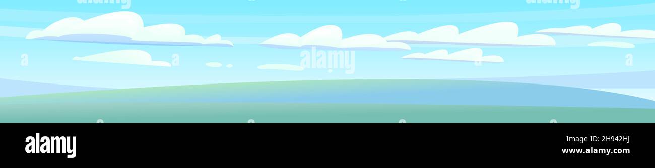 Sky clouds horizon. Illustration in cartoon style flat design. Heavenly ...